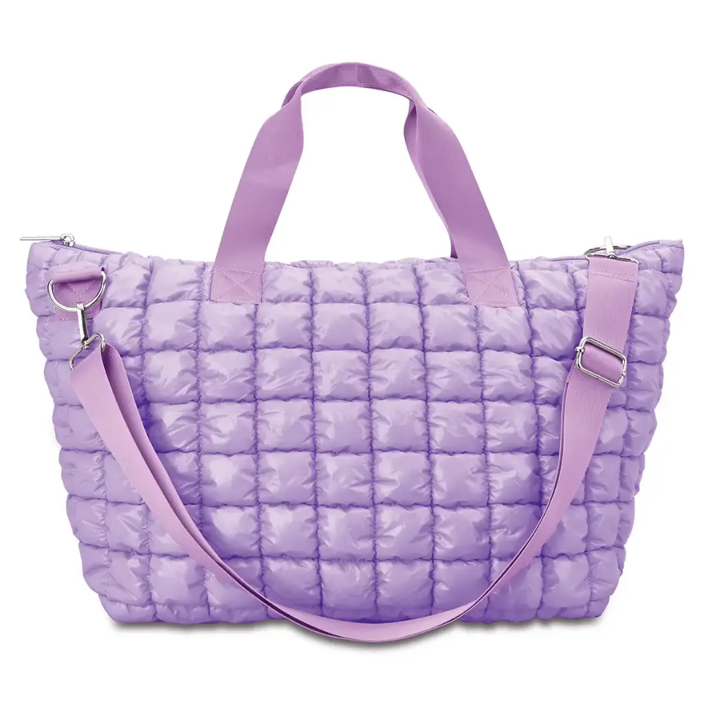 Lavender Shiny Puffer Overnight Bag | Iscream